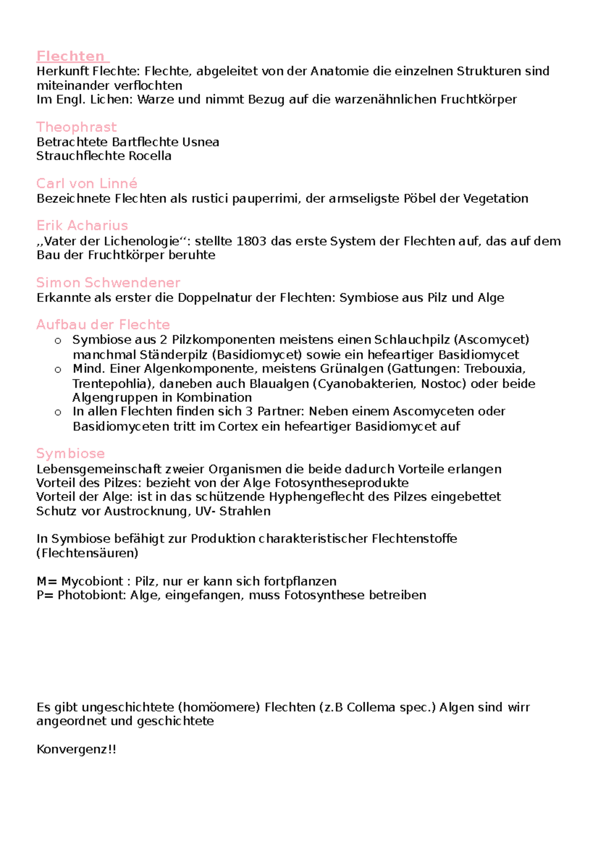 7b Flechten - Notizen - Flechten Herkunft Flechte: Flechte, abgeleitet ...