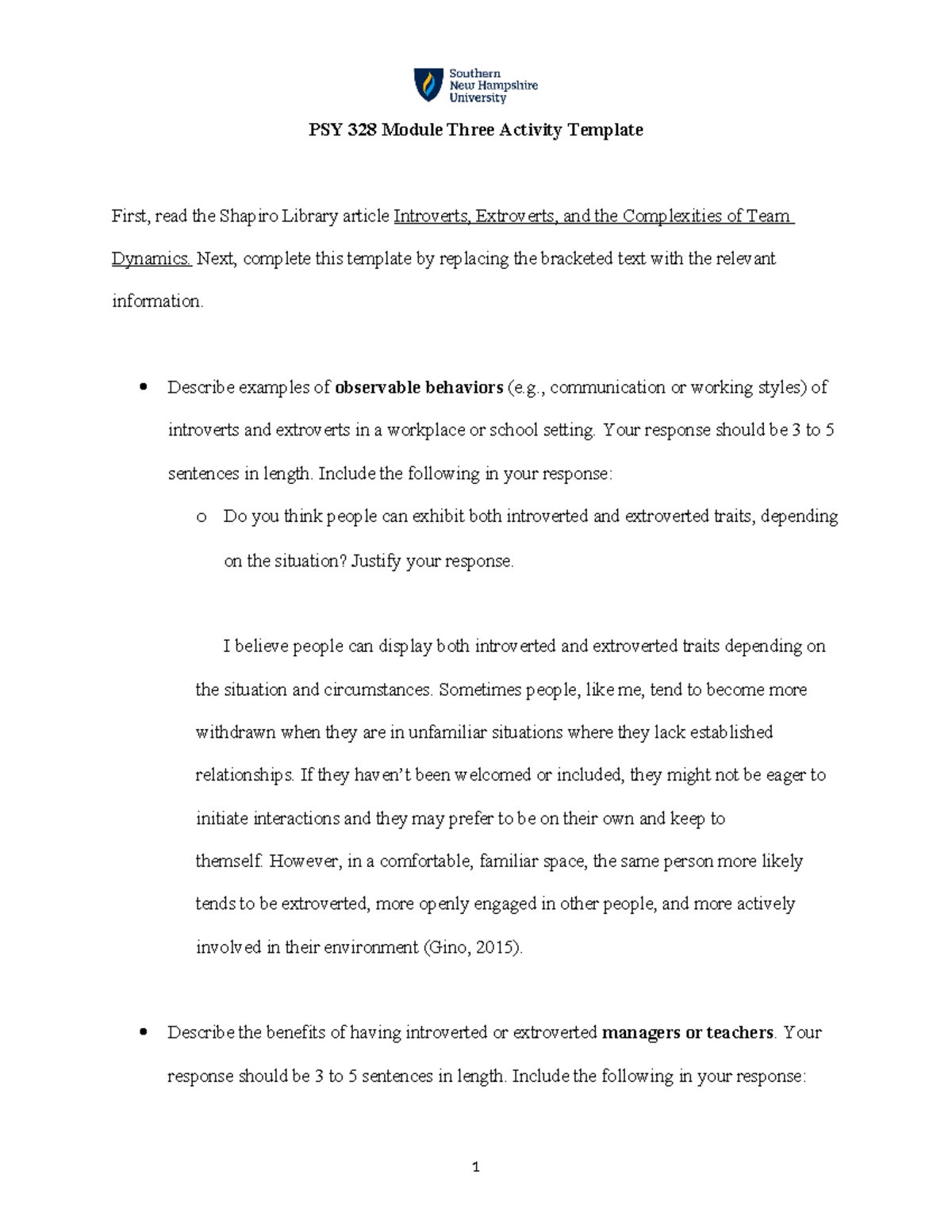 PSY 328 Module Three Activity Template - PSY 328 Module Three Activity ...