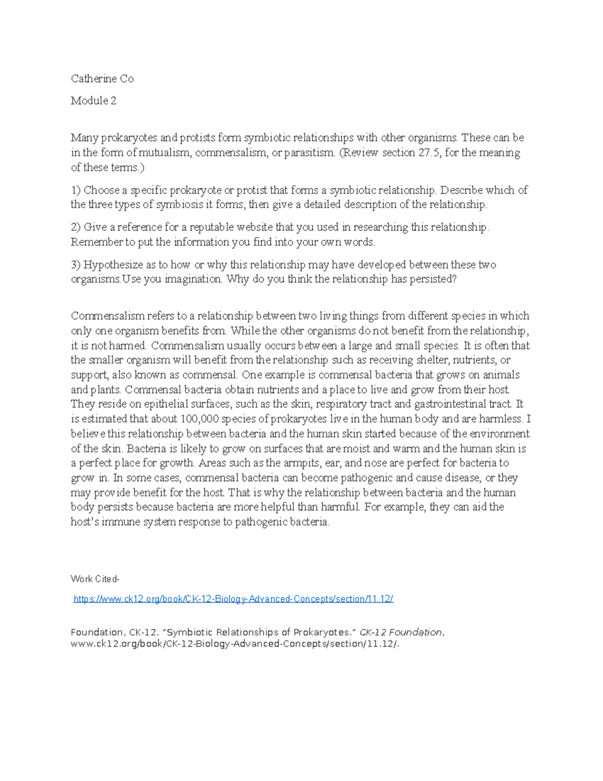 BIOModule 2 - module 2 assignment - Catherine Co Module 2 Many ...