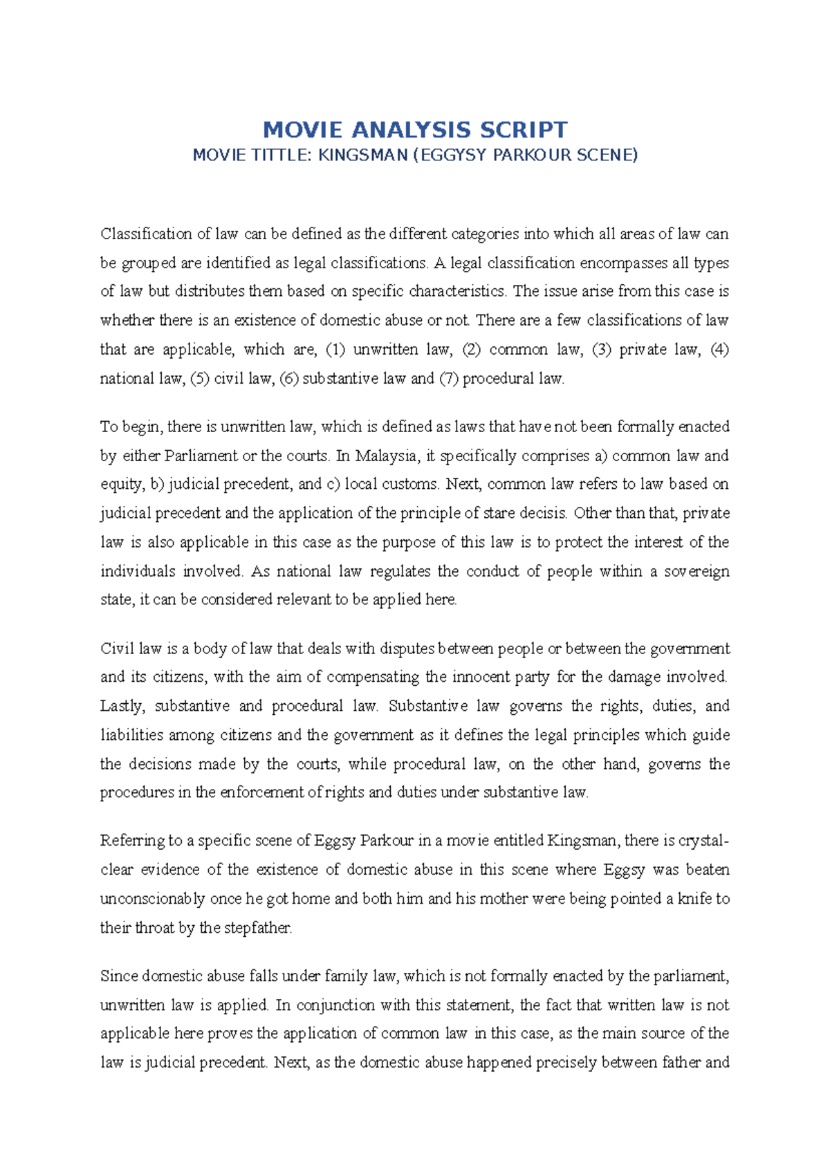 Movie Analysis Script - Classifications of law - MOVIE ANALYSIS SCRIPT ...