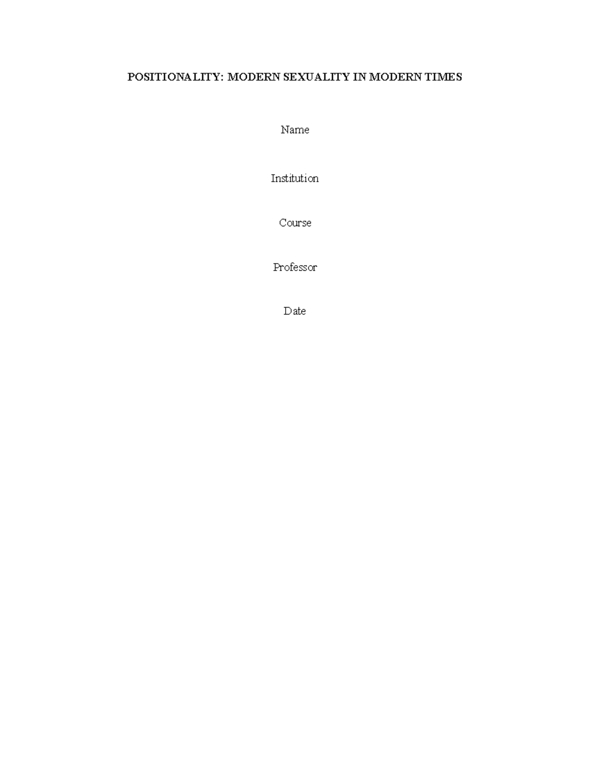 Positionality - sociology - POSITIONALITY: MODERN SEXUALITY IN MODERN ...