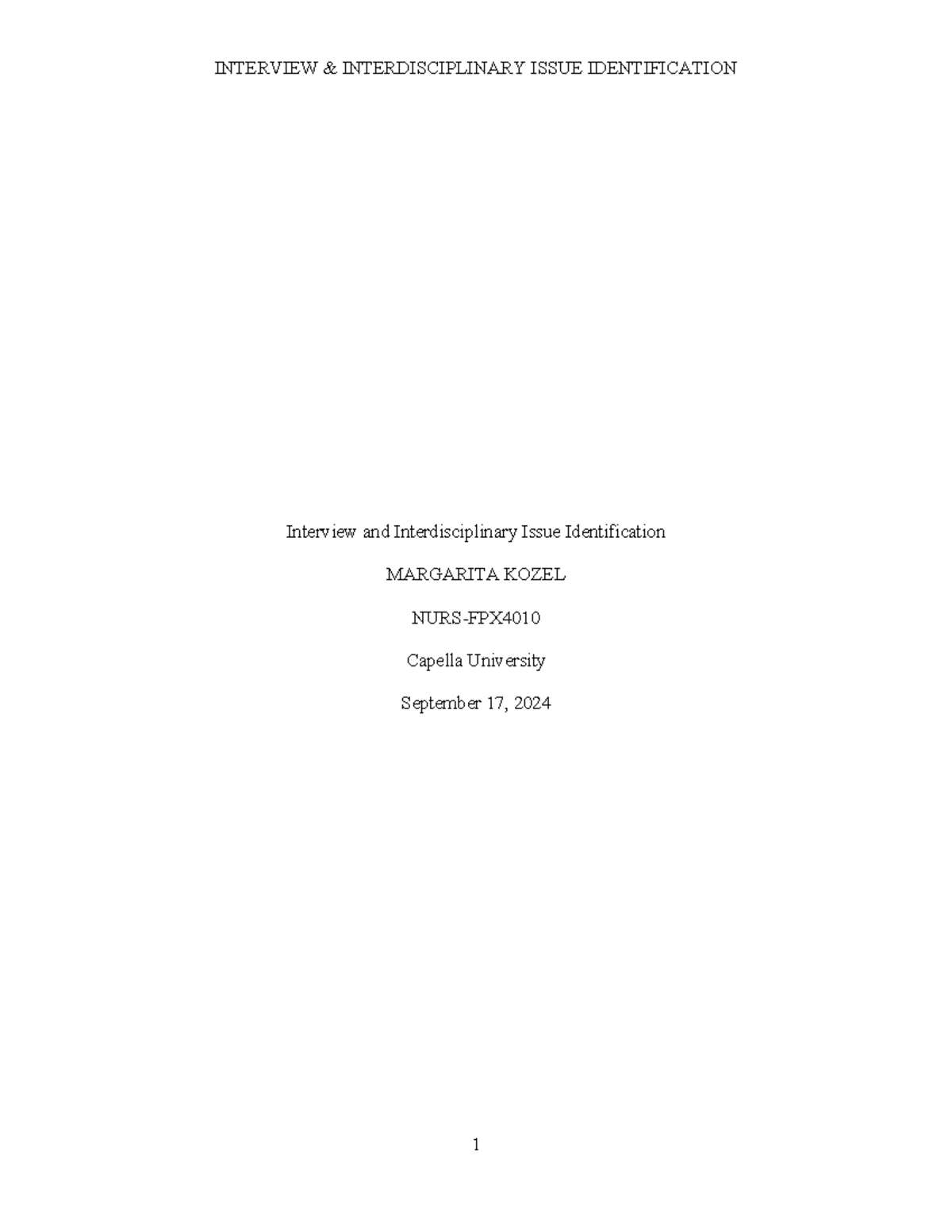 Assessment 2 Template - INTERVIEW & INTERDISCIPLINARY ISSUE IDENTIFICATION Interview and - Studocu