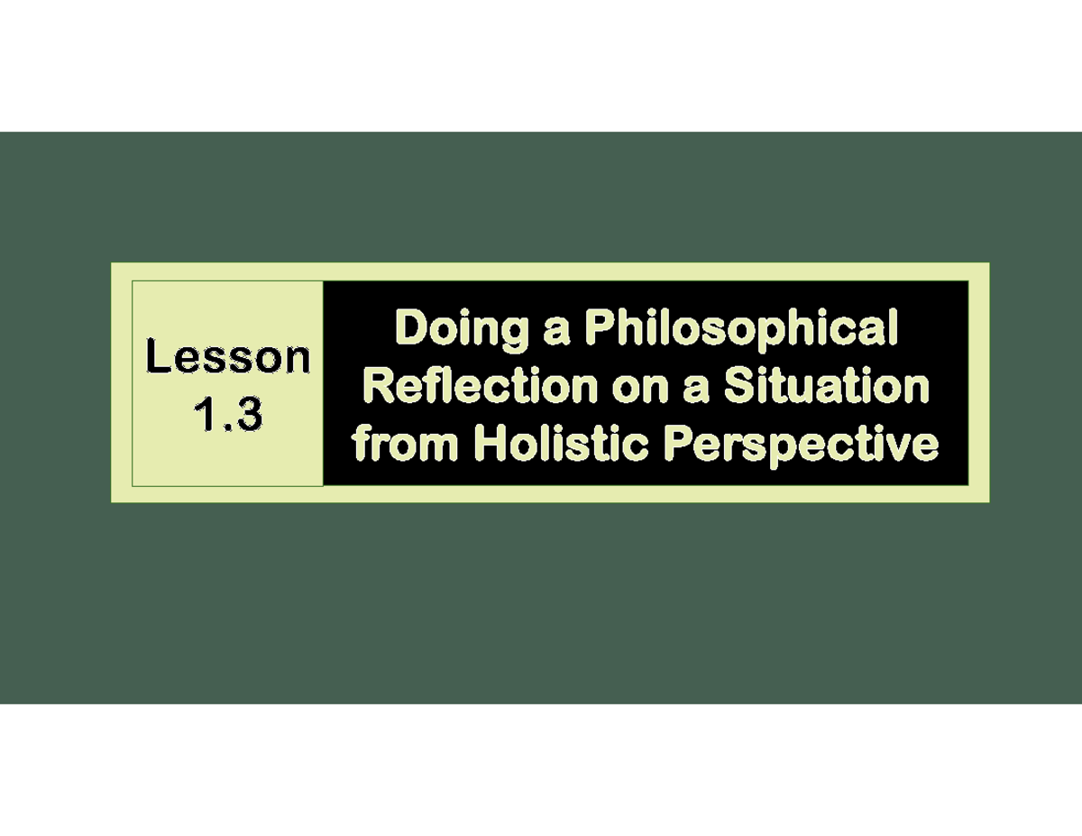 Quarter-1 Lesson-1 - Module - Reflection requires a person to be ...