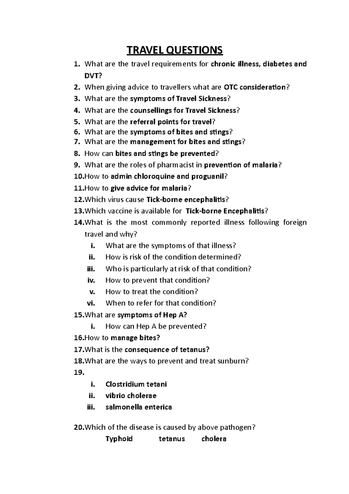 4.1 Travel Questions - TRAVEL QUESTIONS 1. What are the travel ...