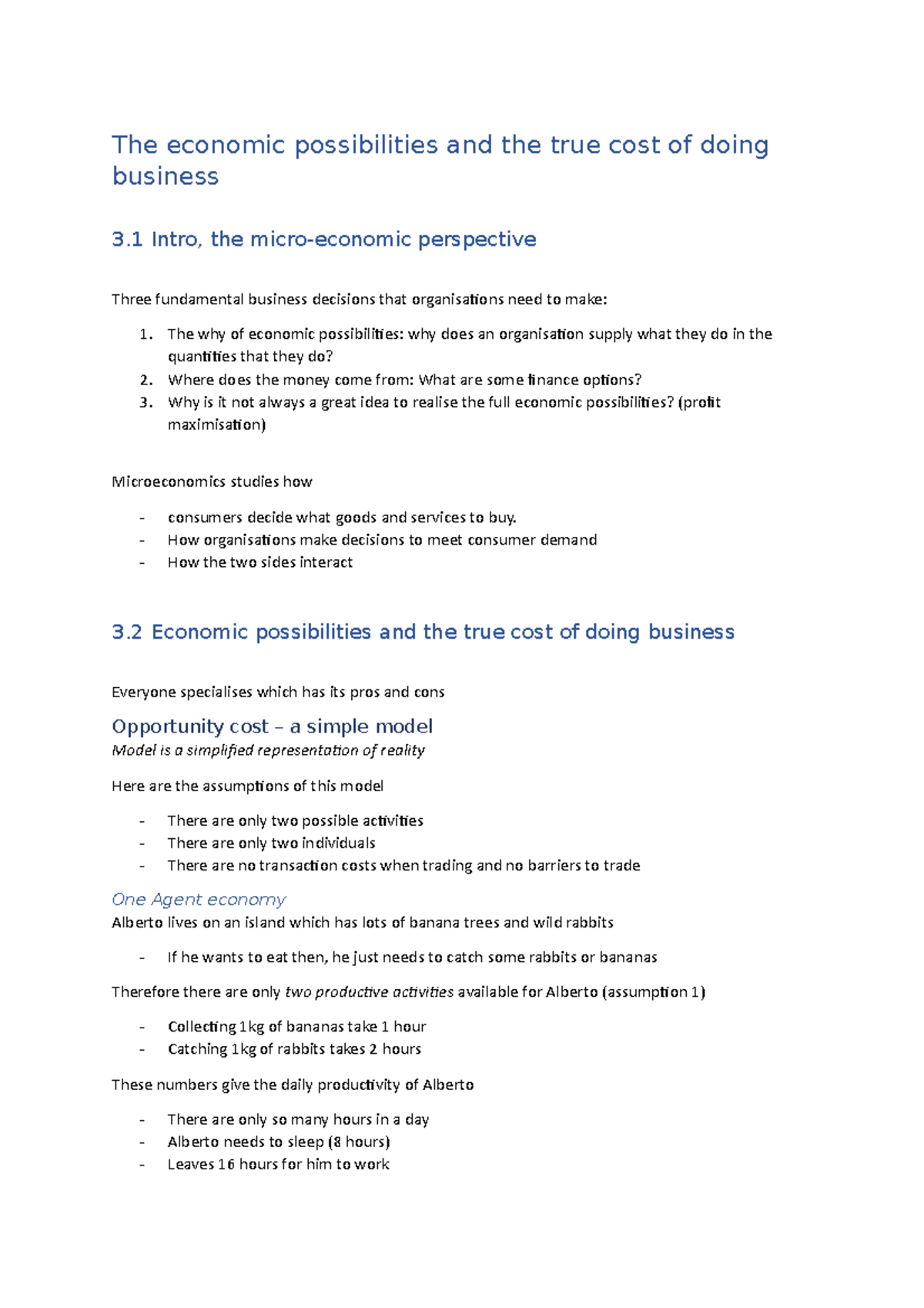 Week 3 The economic cost and the true cost of doing business - The ...