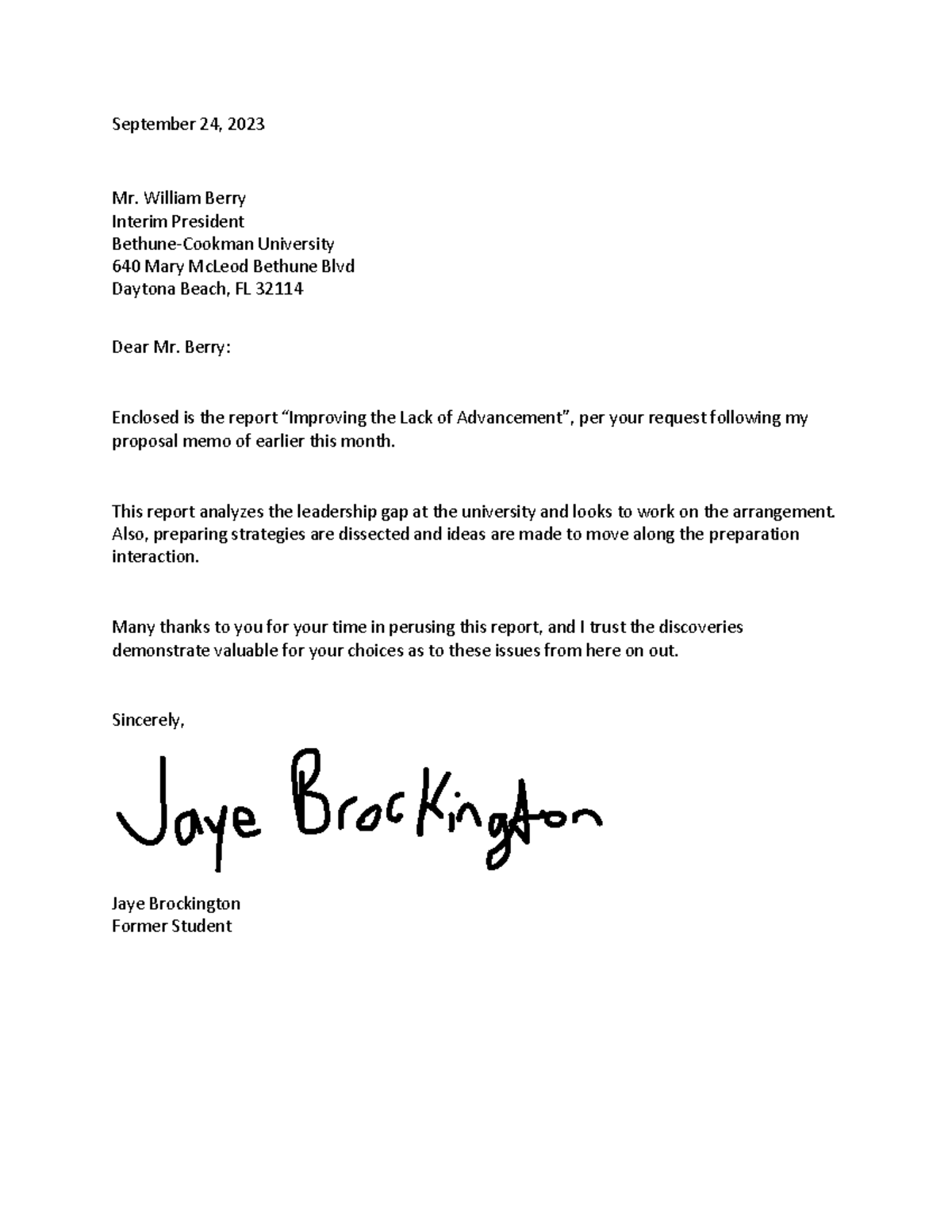 Research Report Revised - September 24, 2023 Mr. William Berry Interim ...