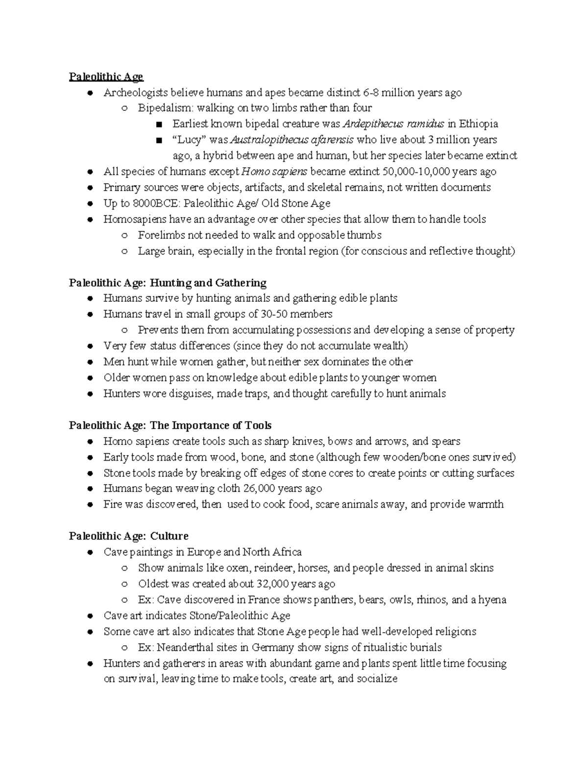 Unit 01 - Ch 02 - Covers the Paleolithic Age and the Neolithic ...