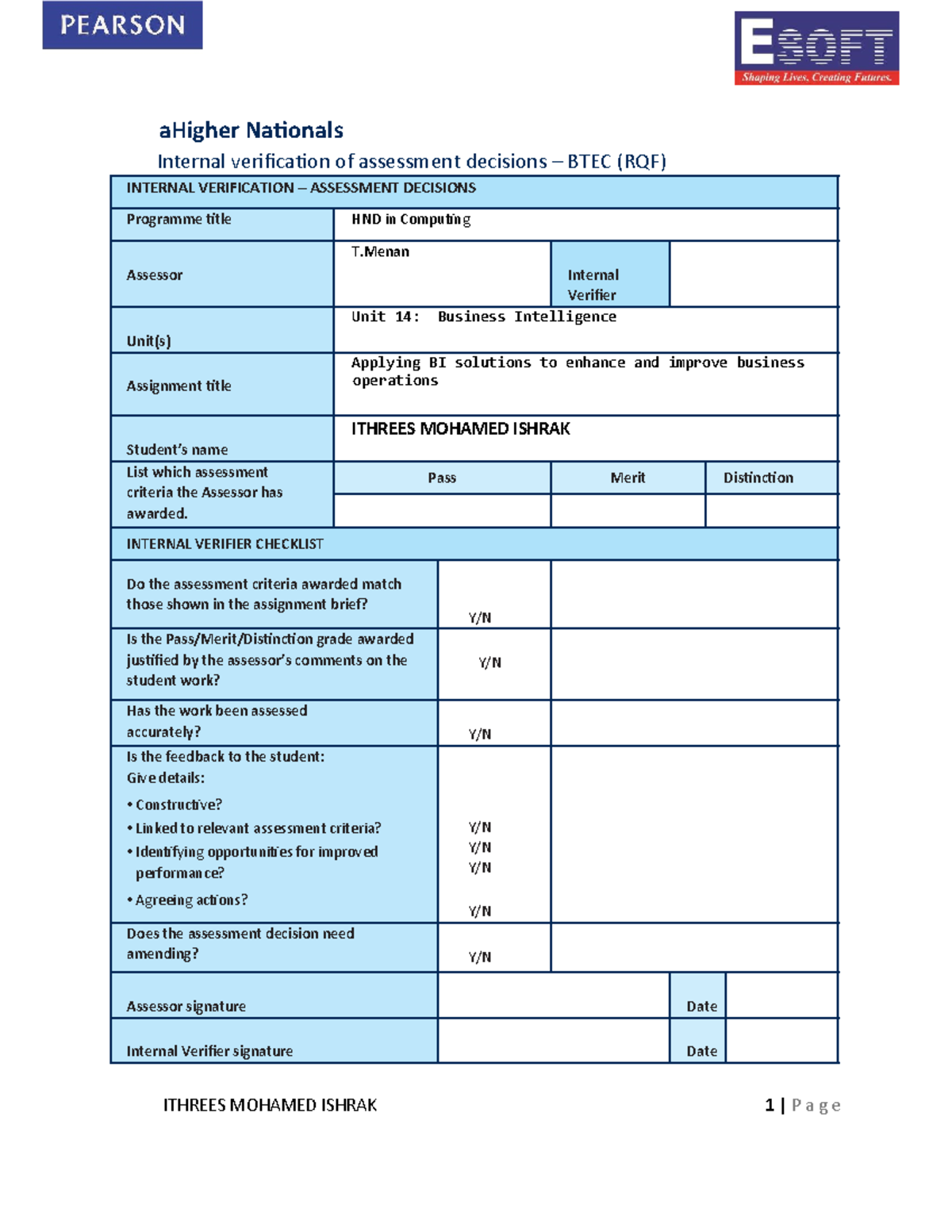 591047648 BI Assignment 00028923 Esoft PDF - aHigher Nationals Internal ...