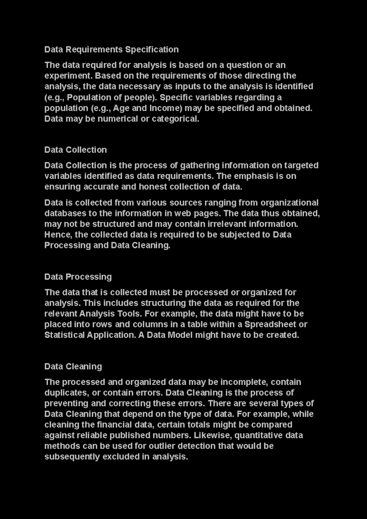 Big Data easy and short notes - Data Requirements Specification The ...