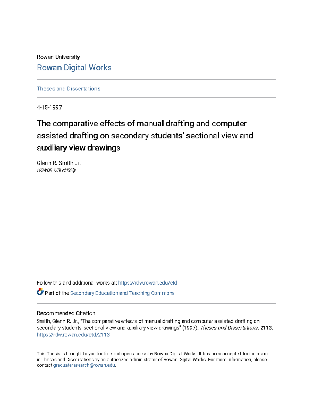 The comparative effects of manual drafting and computer assisted ...