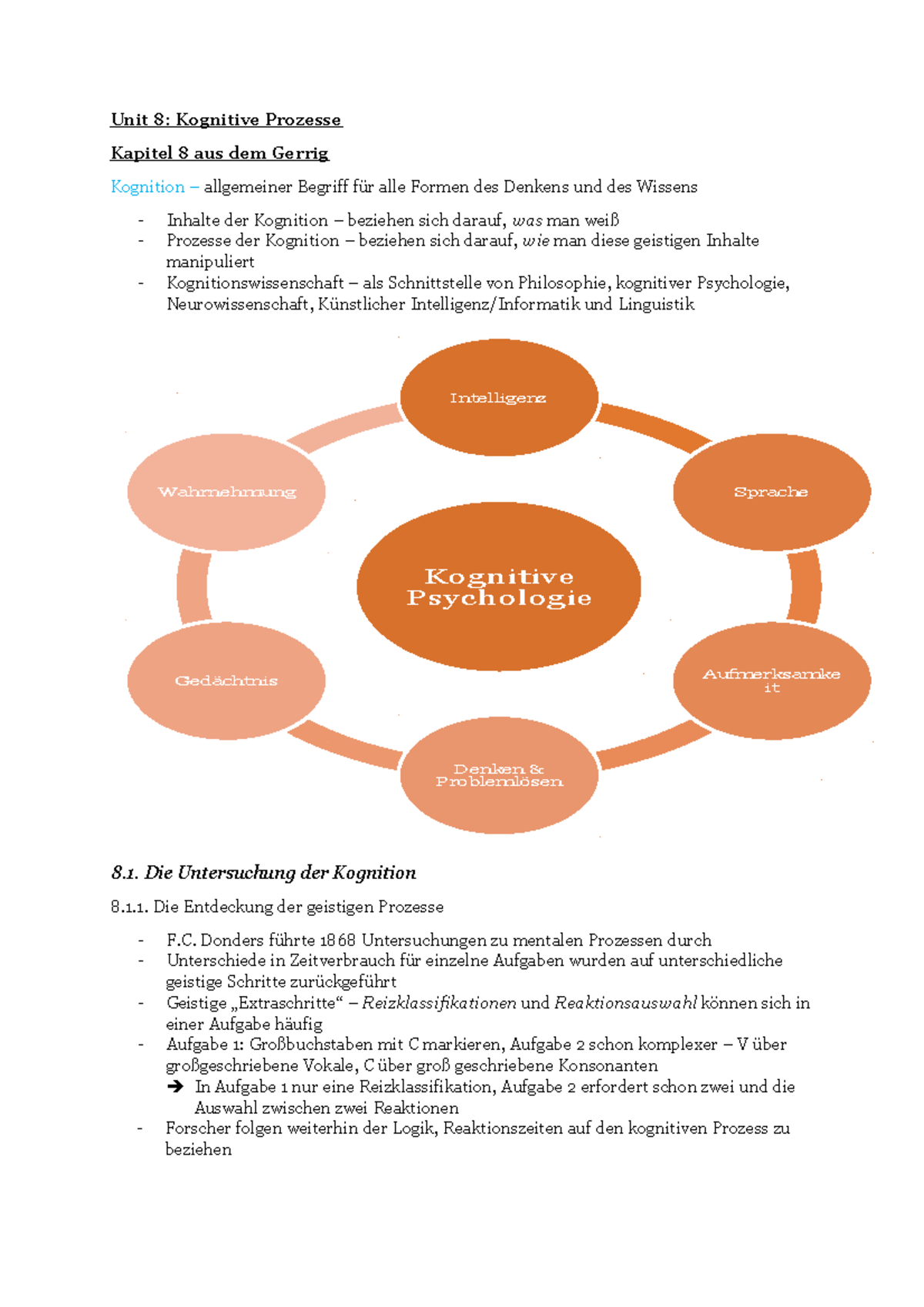 Kognitive Prozesse Psychologie Zusammenfassung - Kognitive Psychologie ...