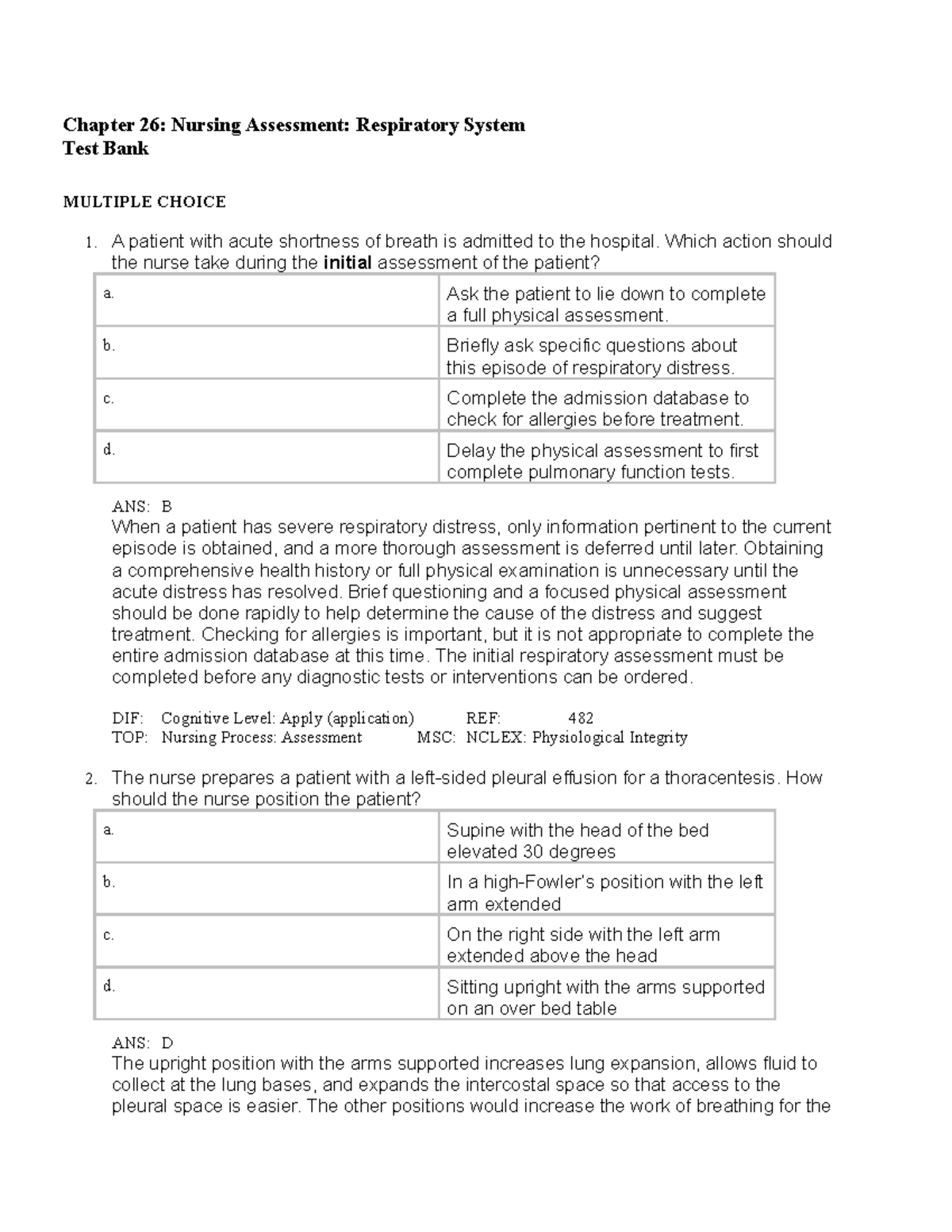 Nursing assessment respiratory - A patient with acute shortness of ...