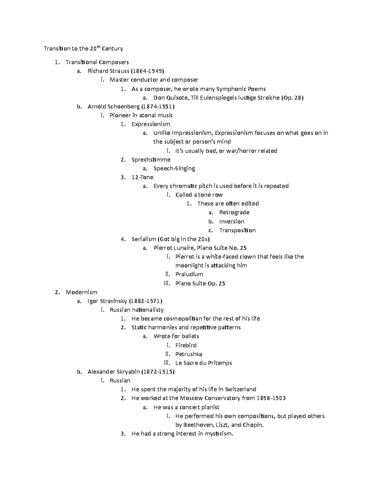 Transition to the 20th Century - Transitional Composers a. Richard ...