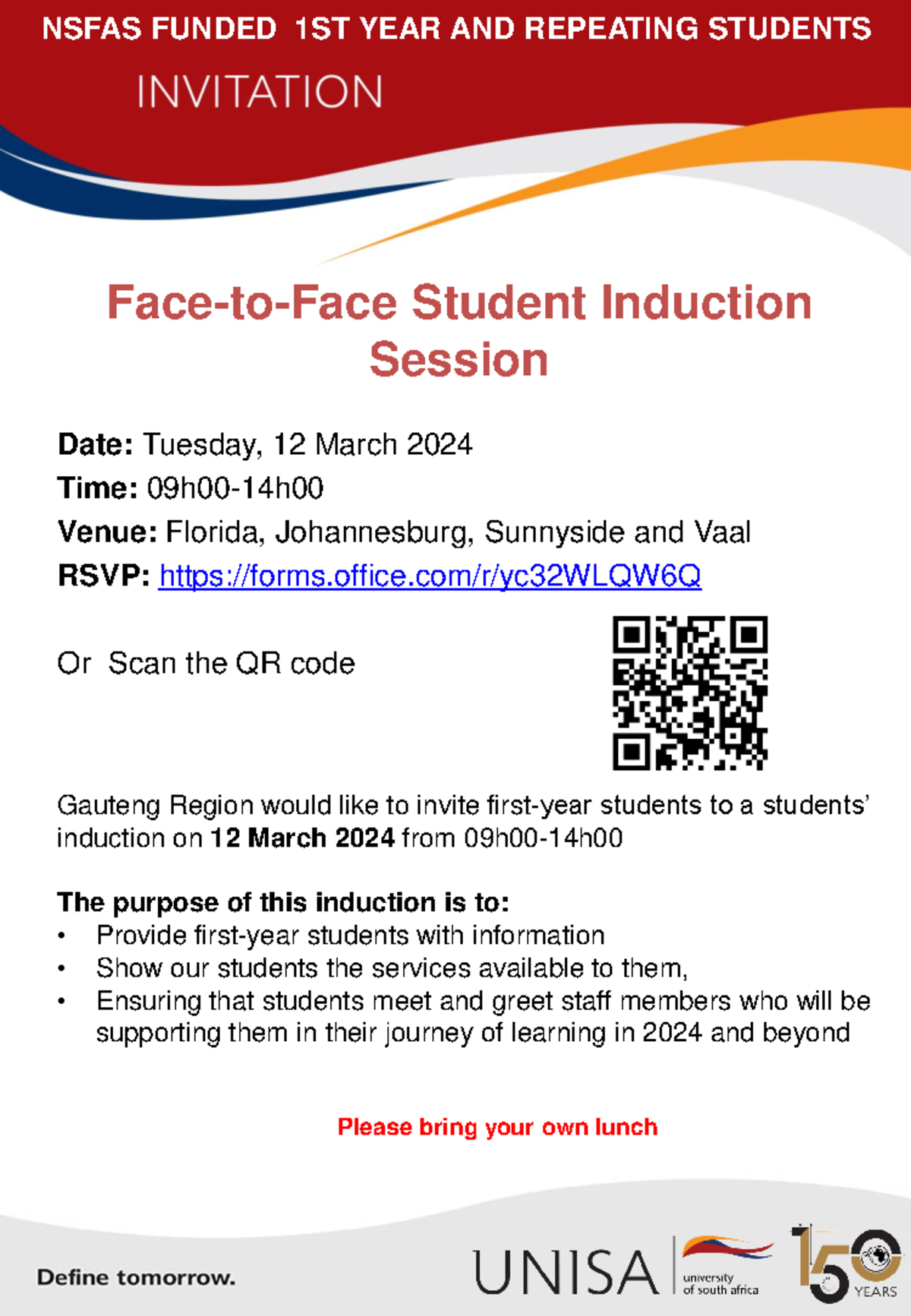 Students Induction Invitation- 12 March-3 (003) - Face-to-Face Student ...