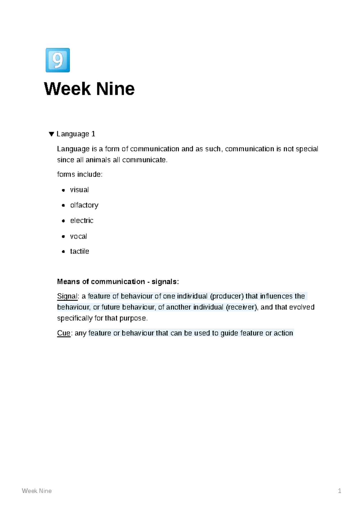 Language topic 1 - 3 - 󾠶 Week Nine Language 1 Language is a form of ...