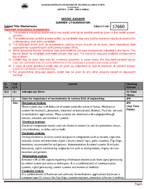 Mechatronics syllabus - 22643 [1 of 2] P.T. 12223 3 Hours / 70 Marks Seat No. Instructions : (1 ...