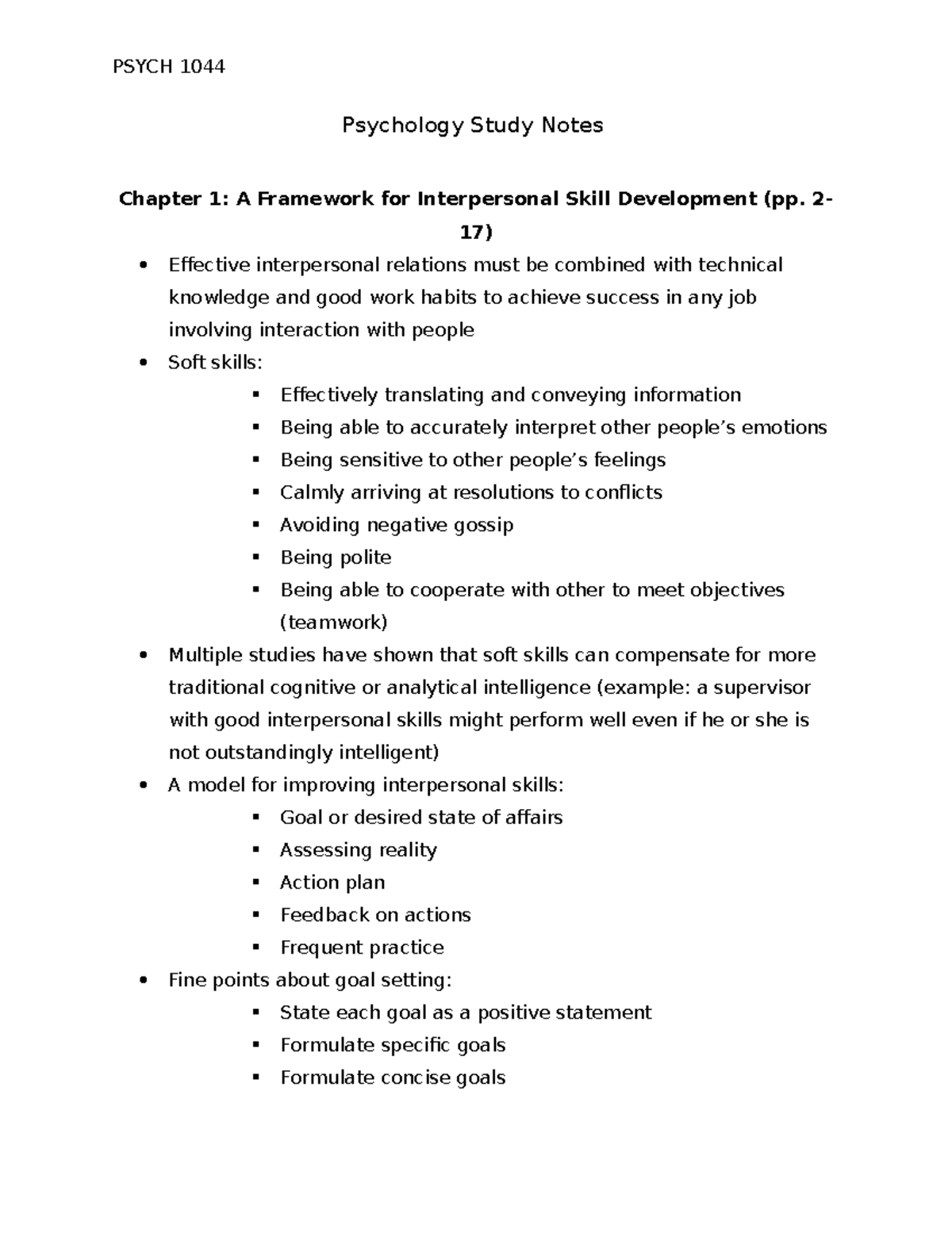 Psychology Study Notes - PSYCH 1044 Psychology Study Notes Chapter 1: A ...