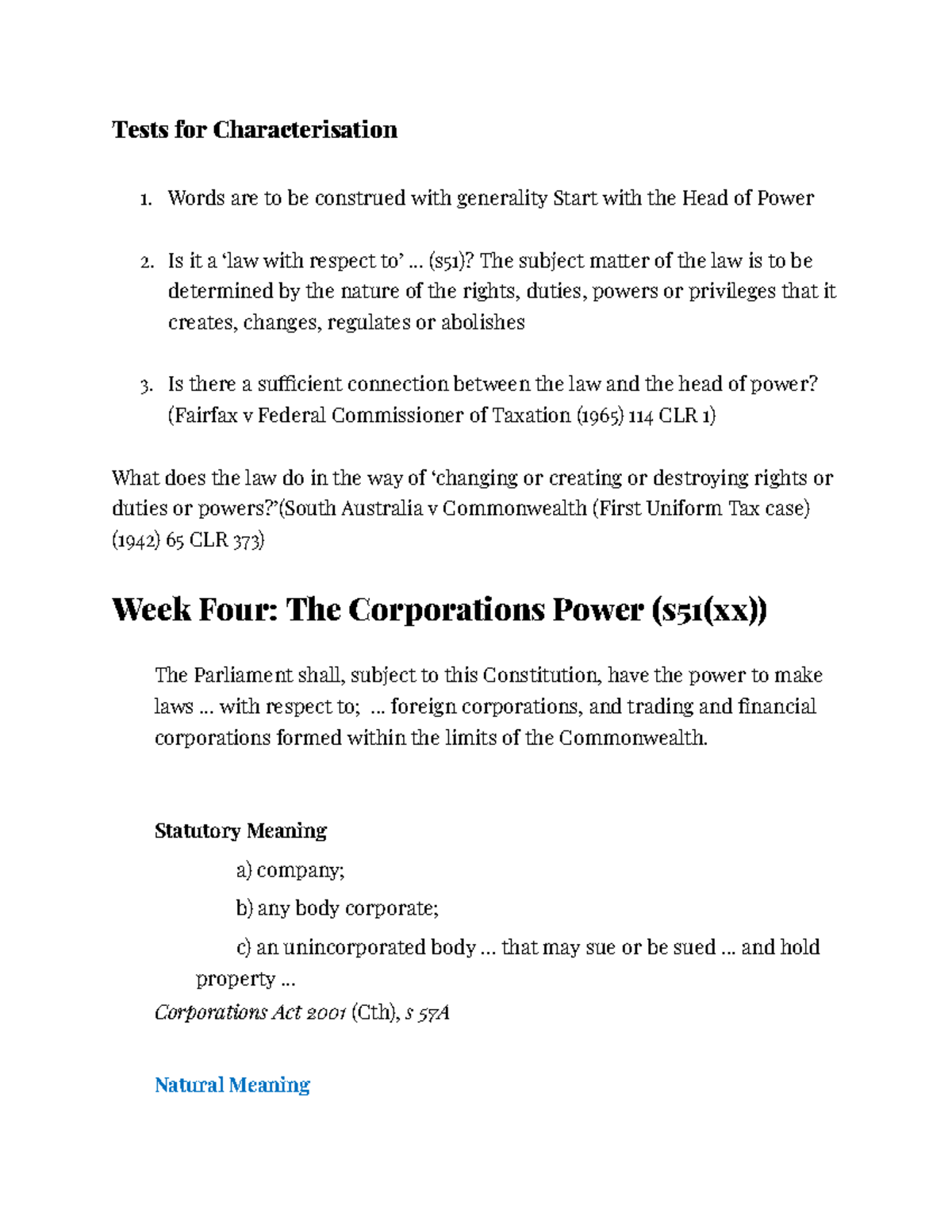 CON Notes - Tests for Characterisation Words are to be construed with ...