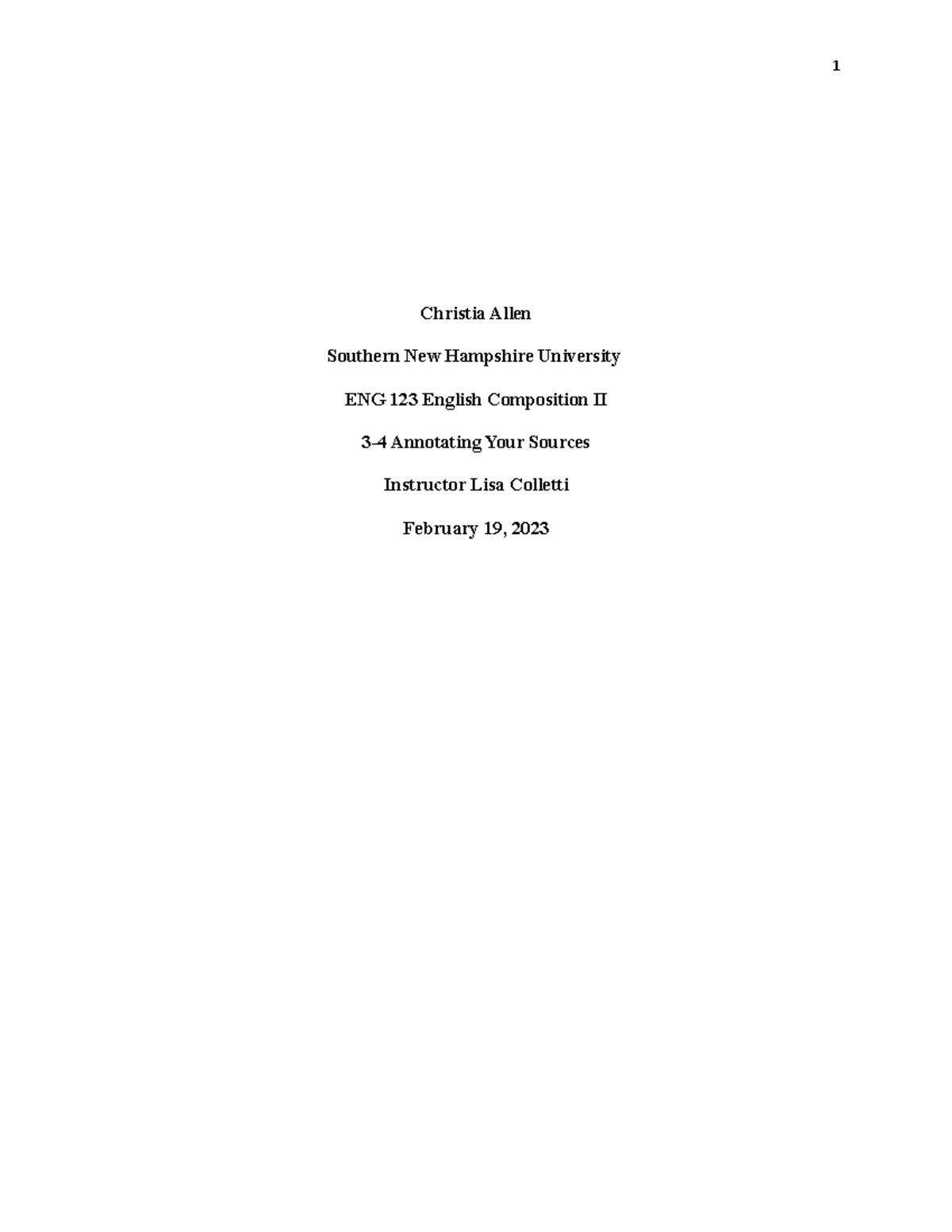 APA Module 3-4 - Writing notes - 1 Christia Allen Southern New ...