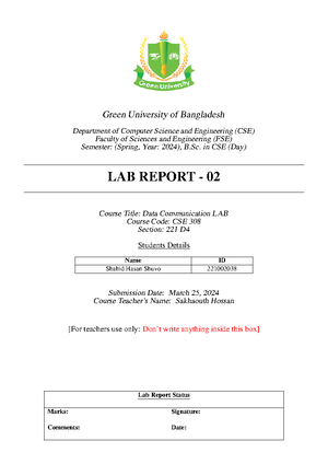 Project-Report-DC - Project Report - Green University of Bangladesh Department of Computer ...