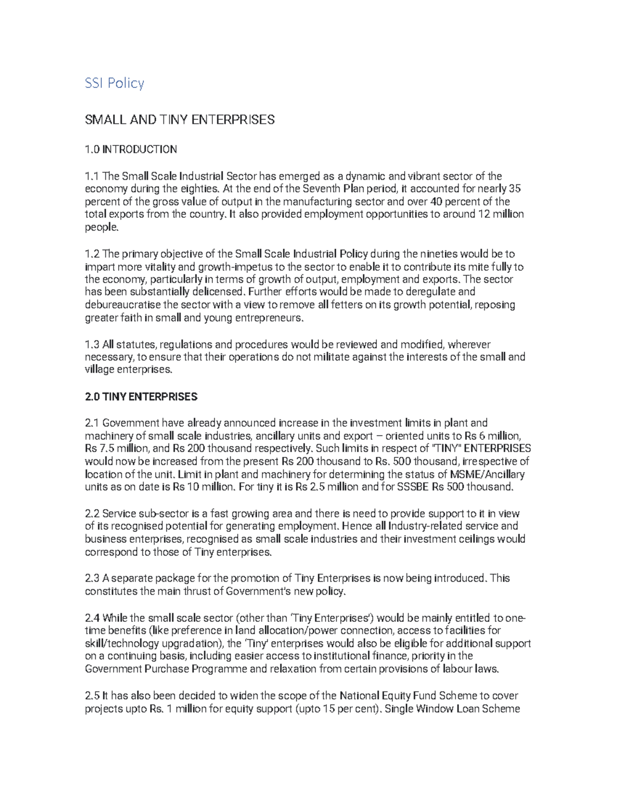 Document - Short notes on Information technology - SSI Policy SMALL AND ...