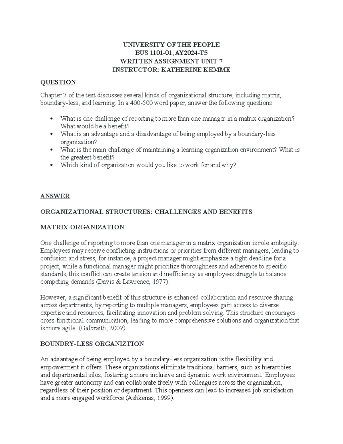 University OF THE Peopl Written Assignment 7 - UNIVERSITY OF THE PEOPLE ...