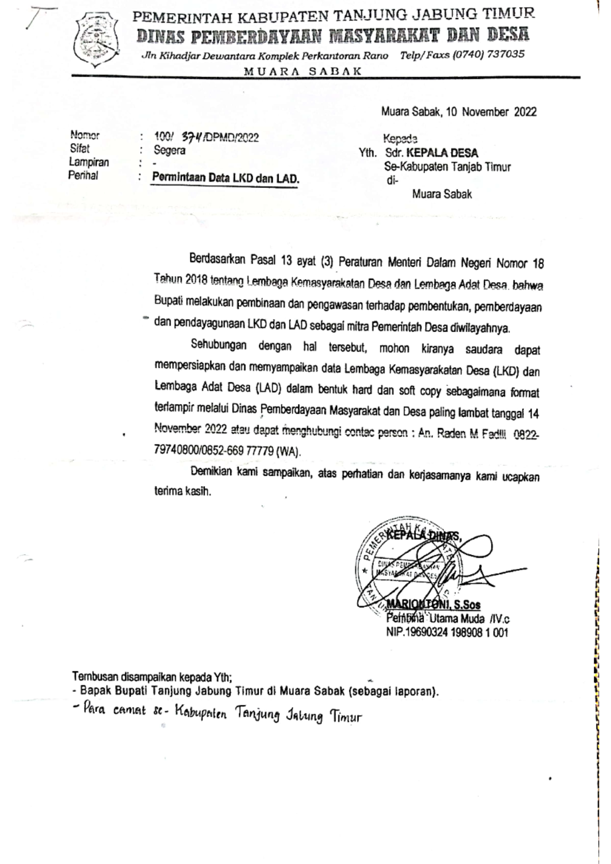 Permintaan Data LKD dan LAD - Bahasa Indonesia - Studocu