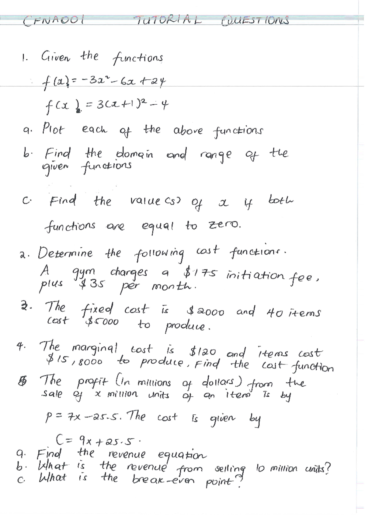 Tutorials - CFNA001 - Studocu