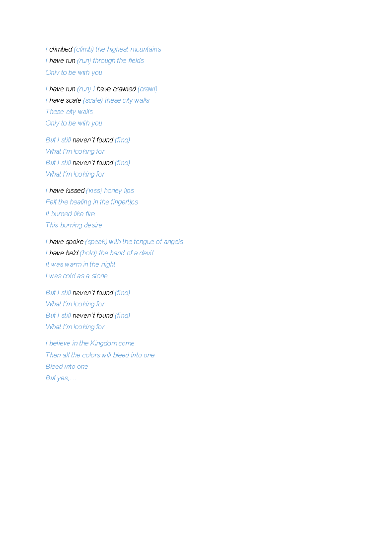 ACT 3 - act 3. past simple - I climbed (climb) the highest mountains I ...