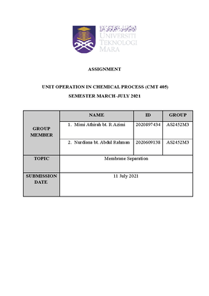 Fluid Mixing Lab Report - LAB REPORT CHEMICAL TECHNICAL TECHNOLOGY AND ...