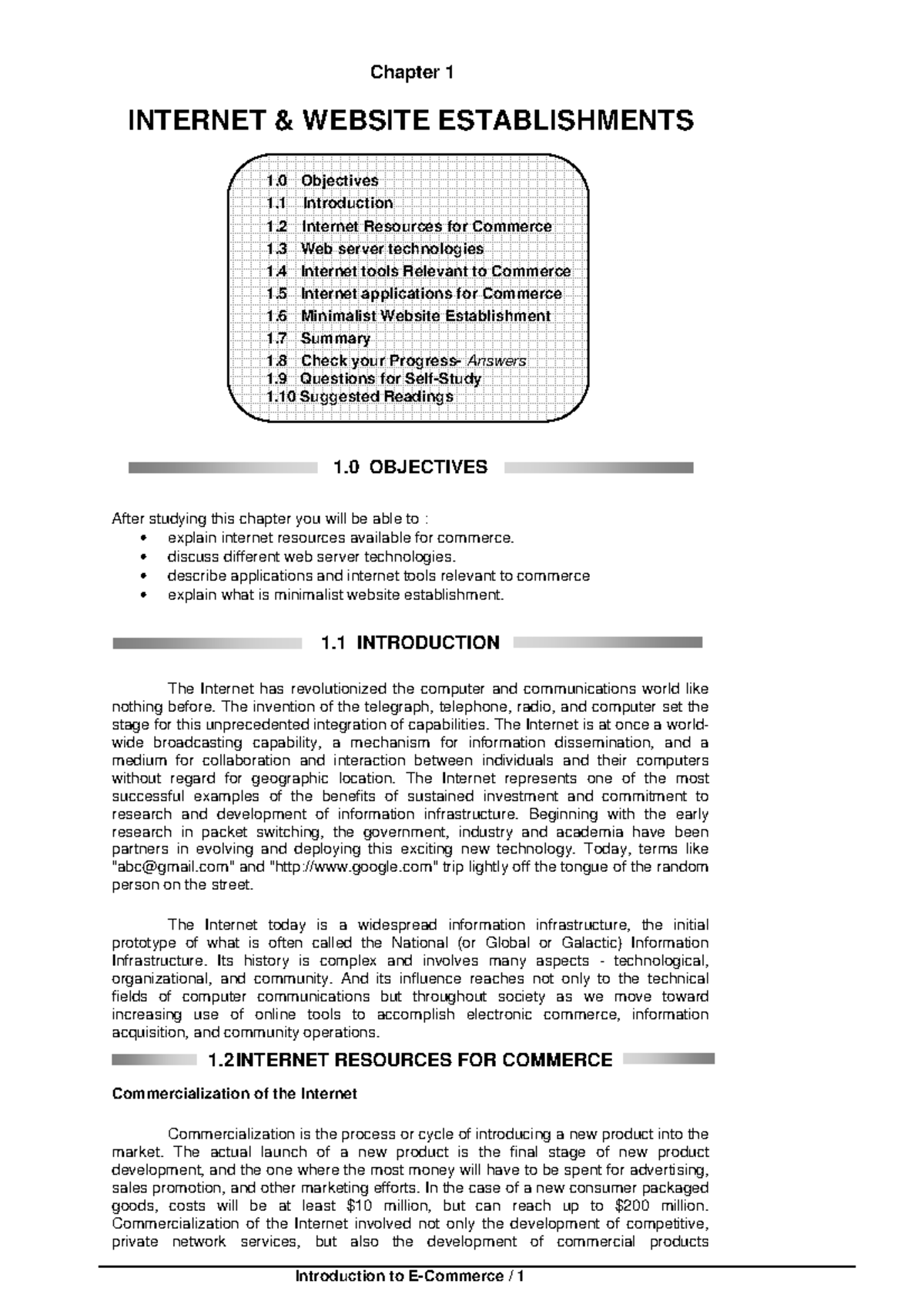 Interest AND Website Establishment (BCA) - Introduction to E-Commerce / 1 Chapter 1 INTERNET ...