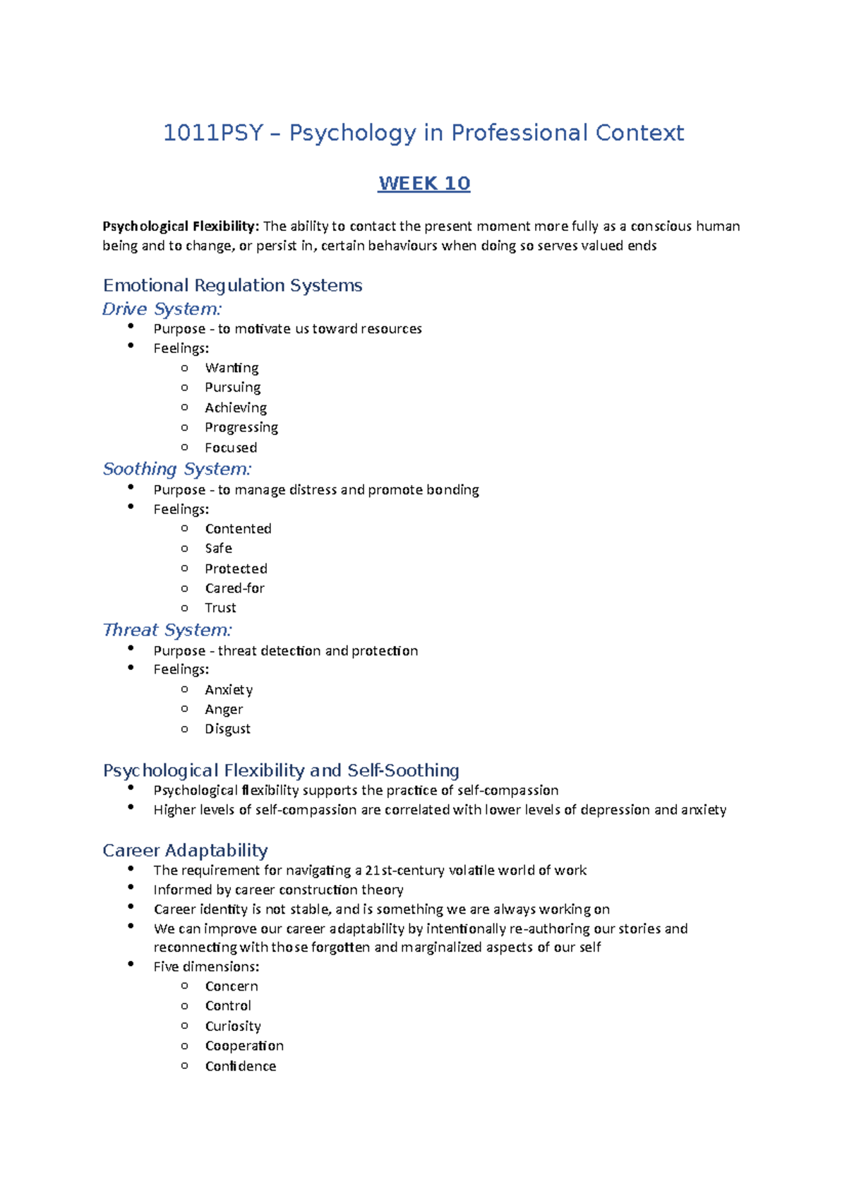 1011PSY (WK 10) - Module & Lecture Notes - 1011PSY – Psychology in ...