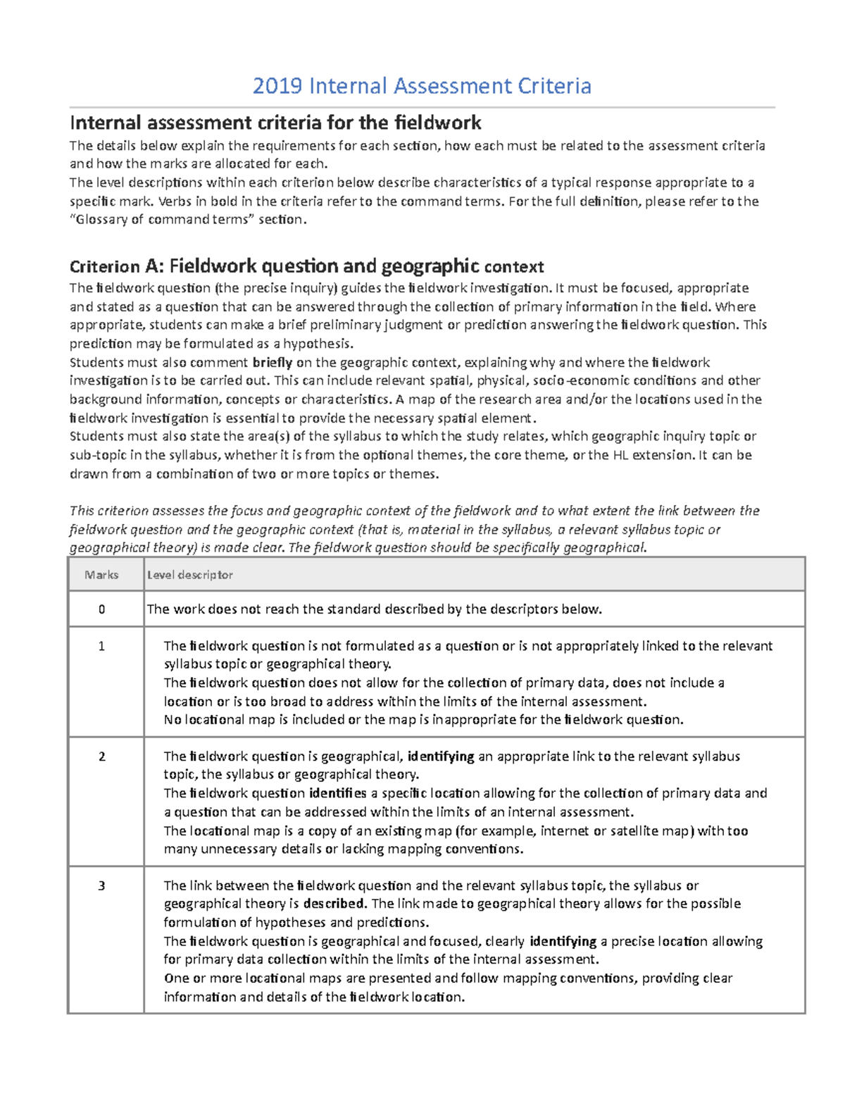 2019 Internal Assessment Criteria argargareg - 2019 Internal Assessment ...