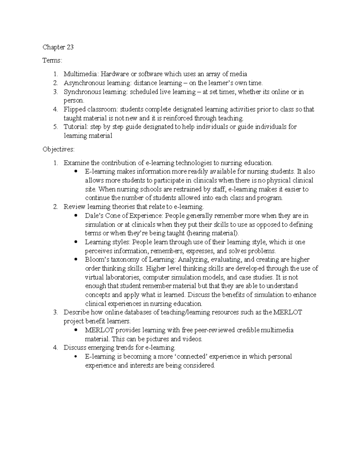 Chapter 23 - required each class - Studocu