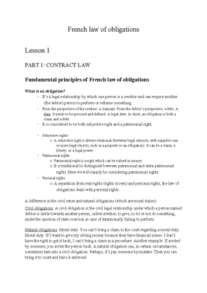 Partie 2 du cours - French Law of Obligations SECOND PART: FRENCH TORT ...
