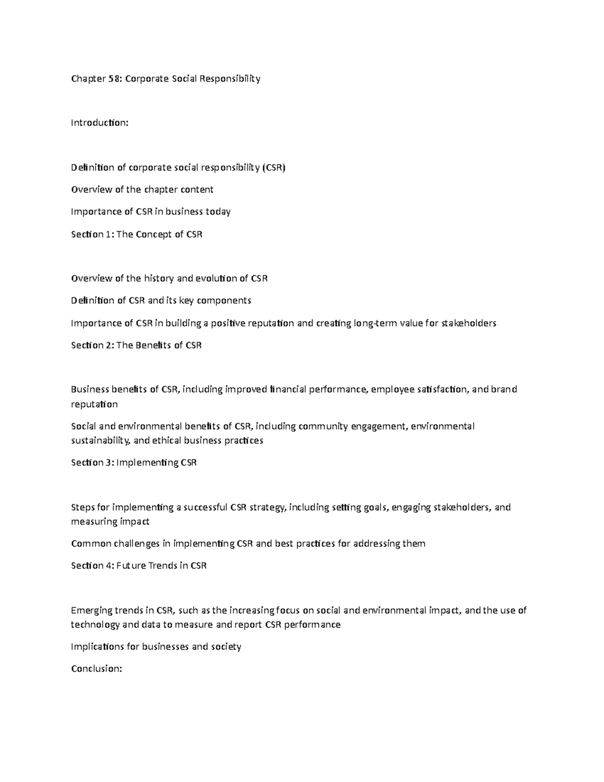 Risk management module 14 - Chapter 58: Corporate Social Responsibility ...