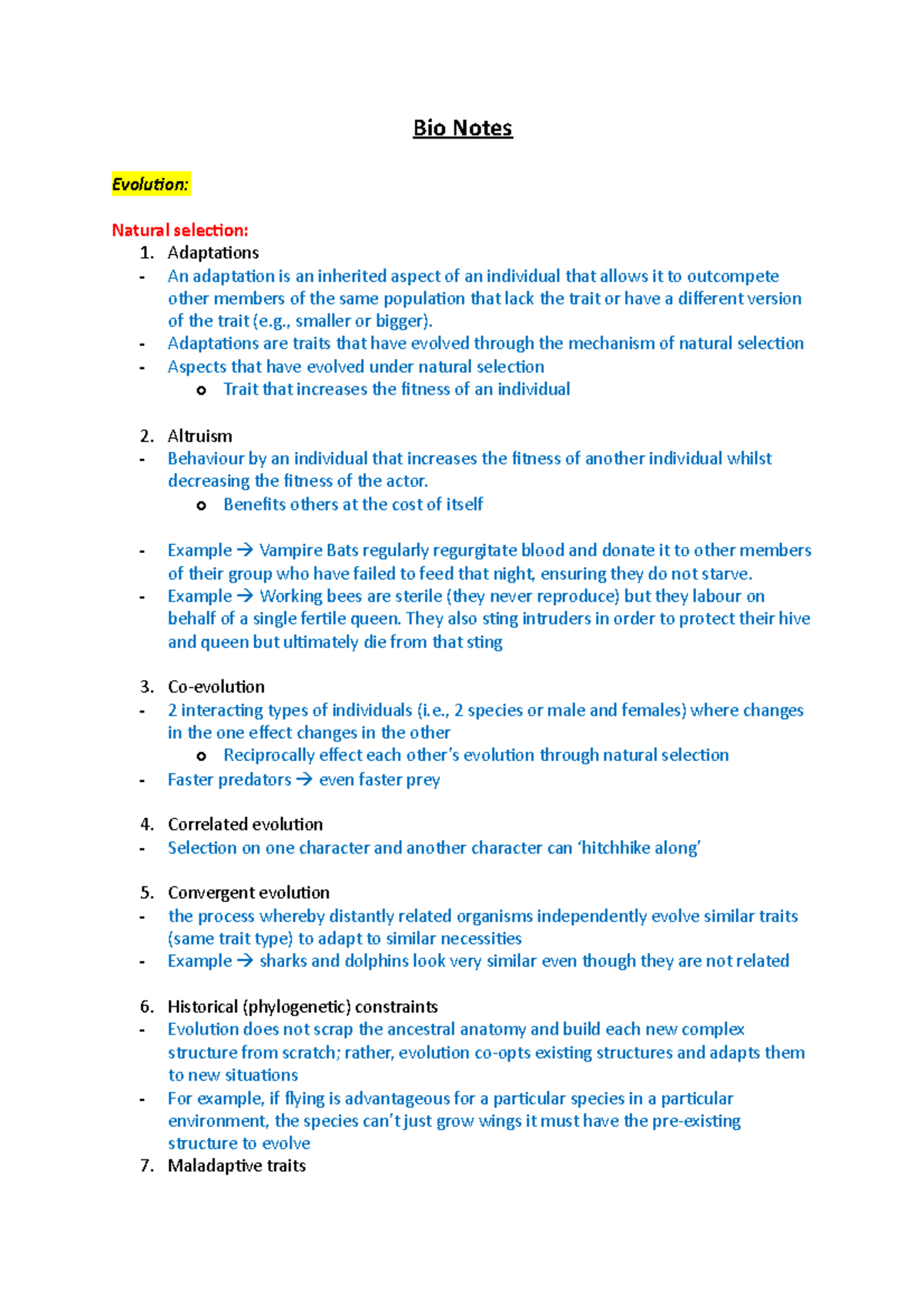 Bio Notes - Evolution, Genetics, Molecular genetics and some ecology ...