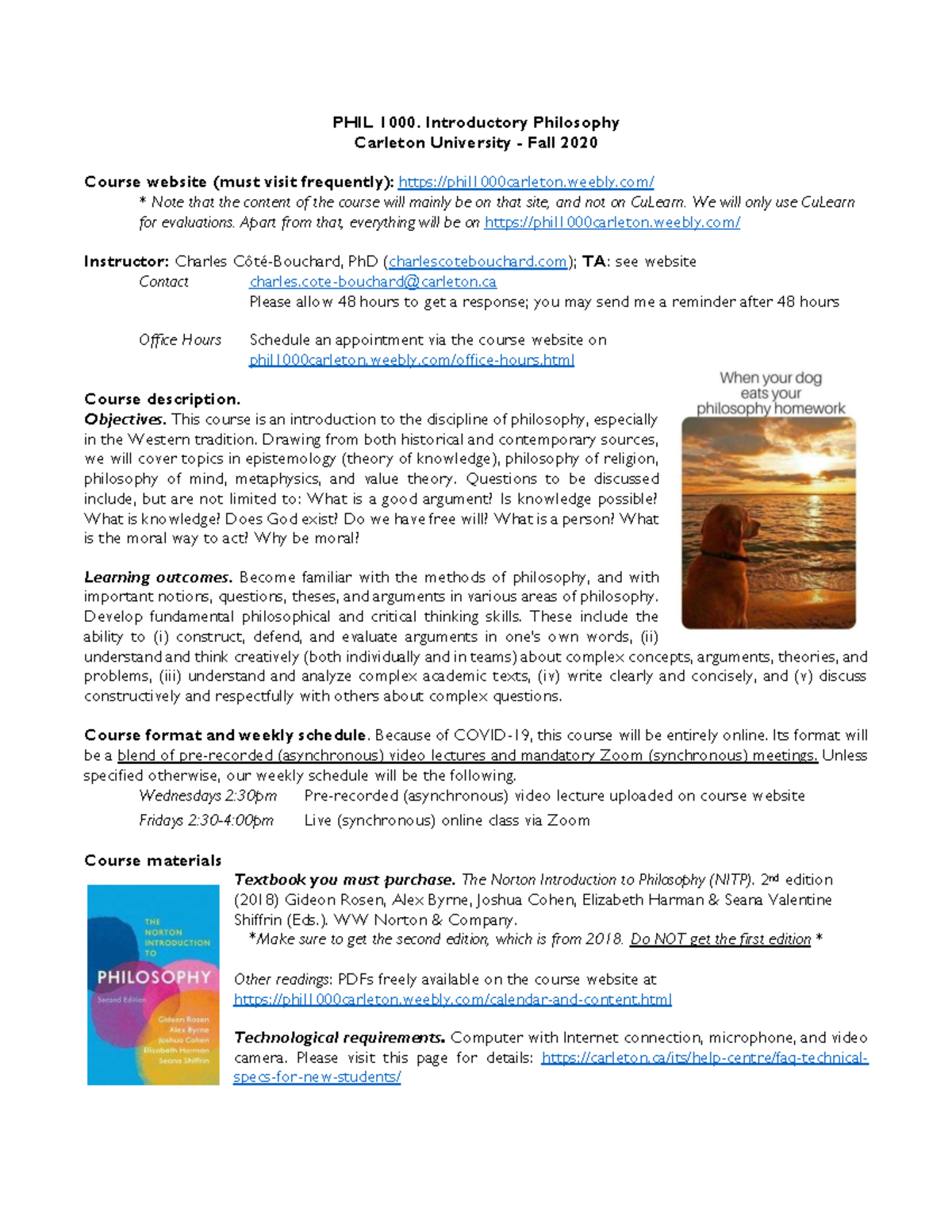 PHIL1000 - 2020 FA - ghu - PHIL 1000. Introductory Philosophy Carleton ...