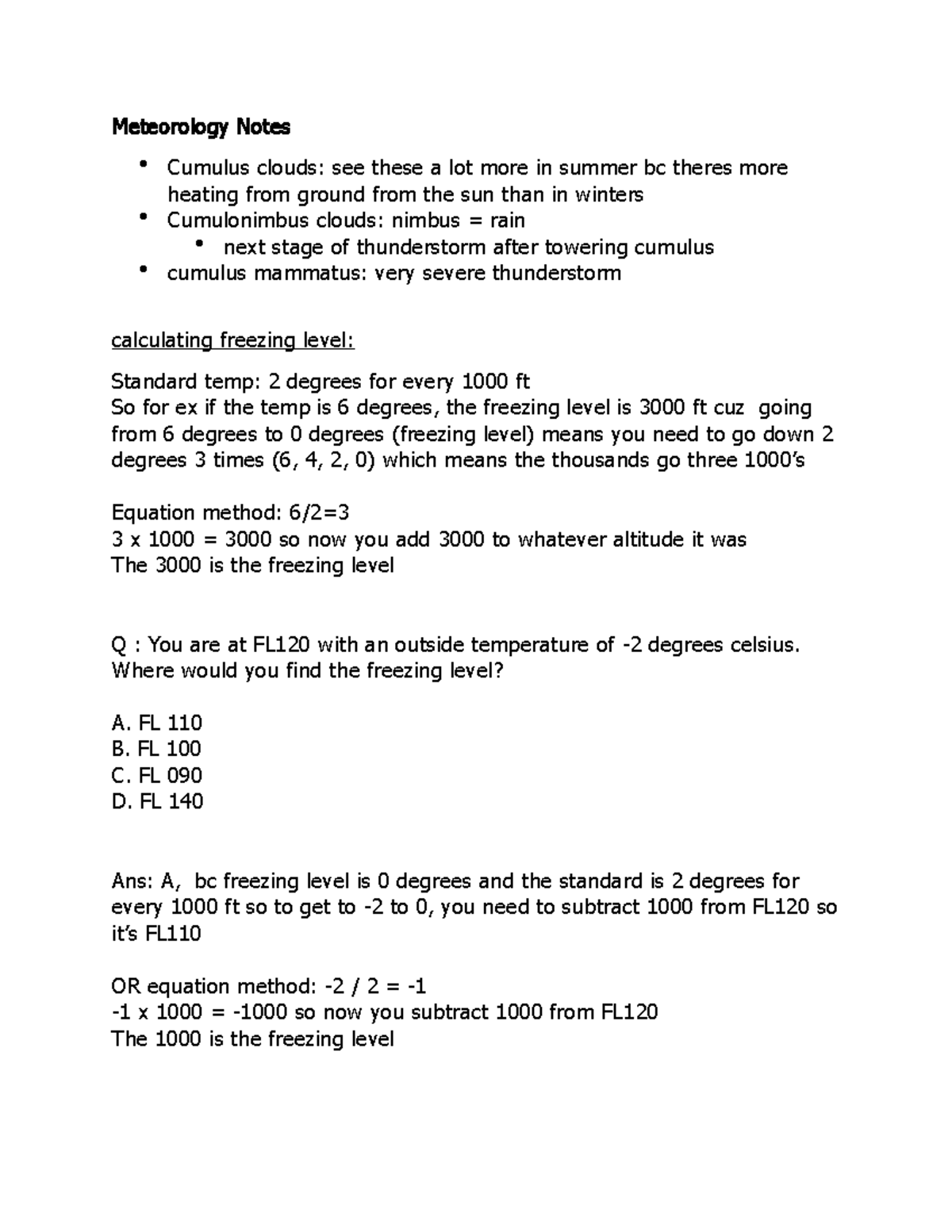 Flight Management Week 8 and 9 - Meteorology Notes Cumulus clouds: see ...