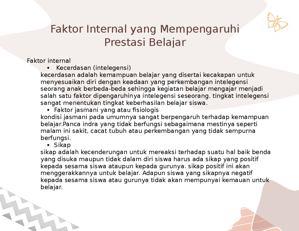 Faktor internal yang mempengaruhi prestasi belajar - Faktor Internal yang Mempengaruhi Prestasi ...