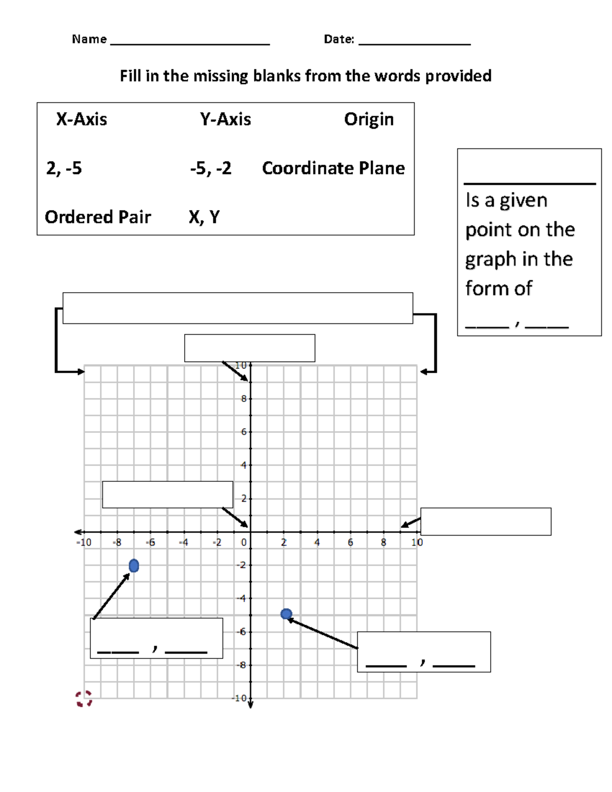Graphingon Coordinate Plane Key Vocabulary-1 - Name ...