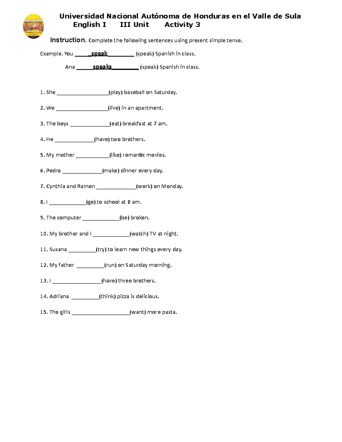 Activity 3 Simple present tense - Universidad Nacional Autónoma de ...