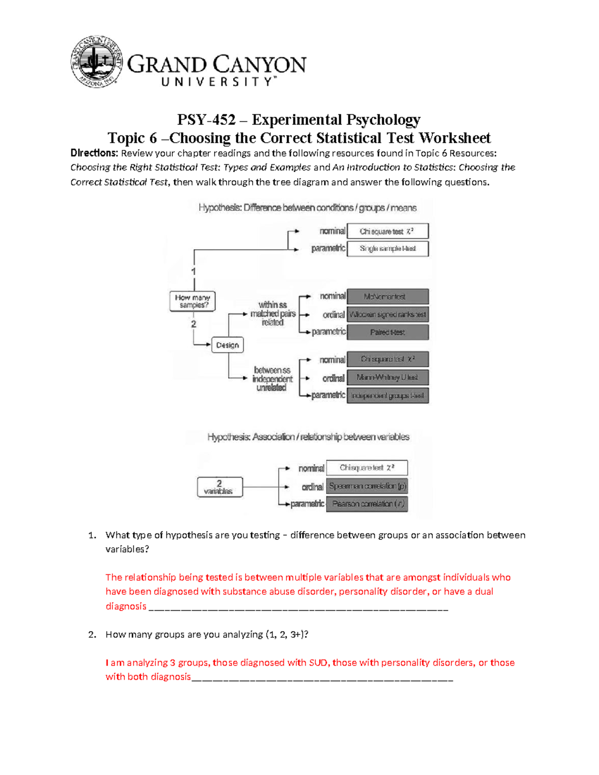 Statistical Test Worksheet - DGraham - PSY-452 – Experimental ...