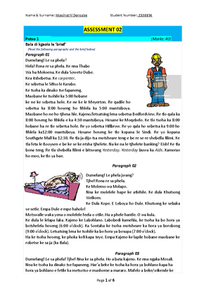 Zulu+Assessment+02 - assessment - ASSESSMENT 02 Umbuzo 1 (Marks: 40) Funda amapharagrafu kanye ...