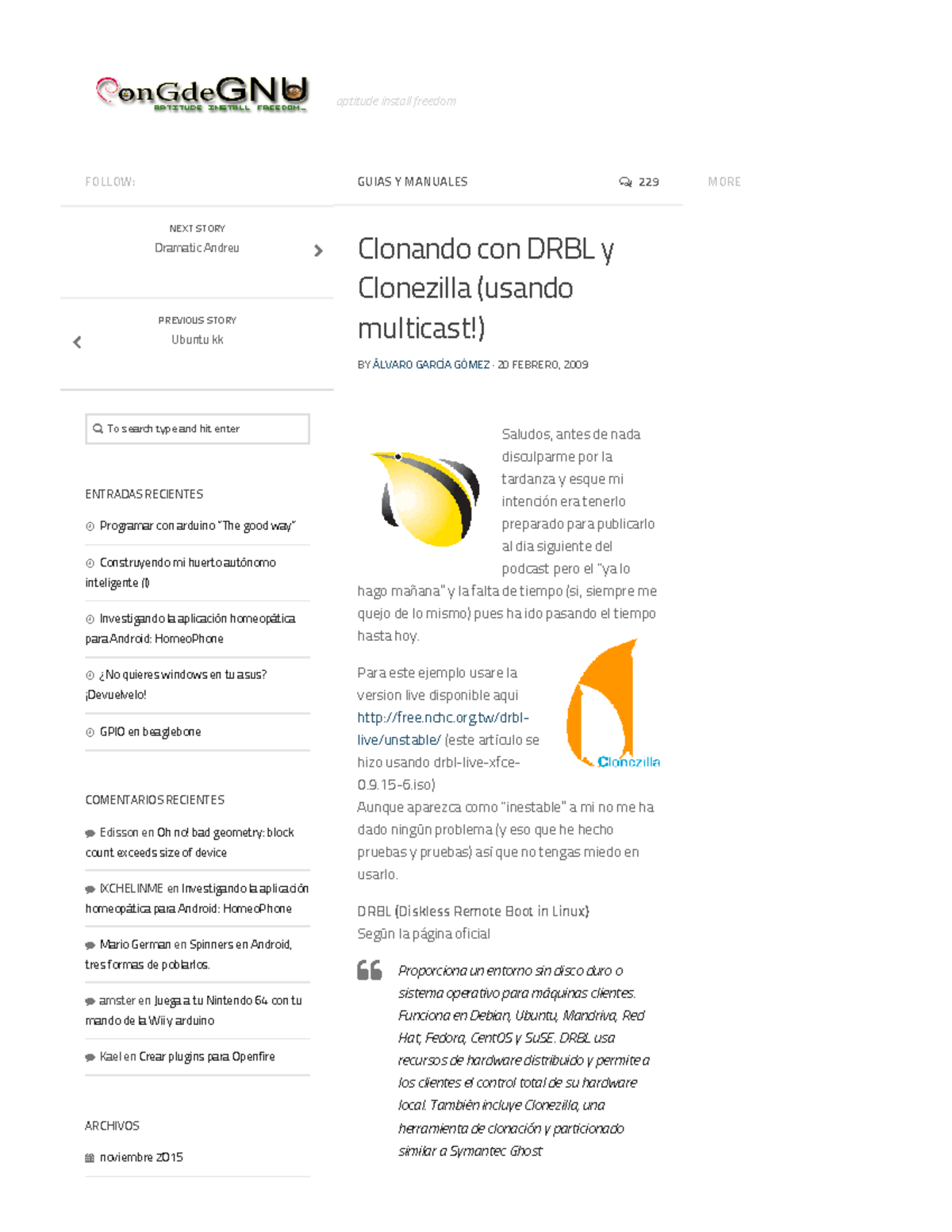 Clonando con DRBL y Clonezilla (usando multicast) Con G de GNU ...