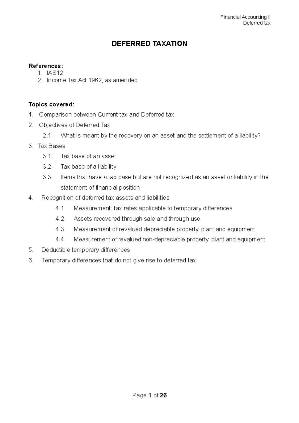 Deferred tax 2022 FA II student version - Deferred tax DEFERRED ...