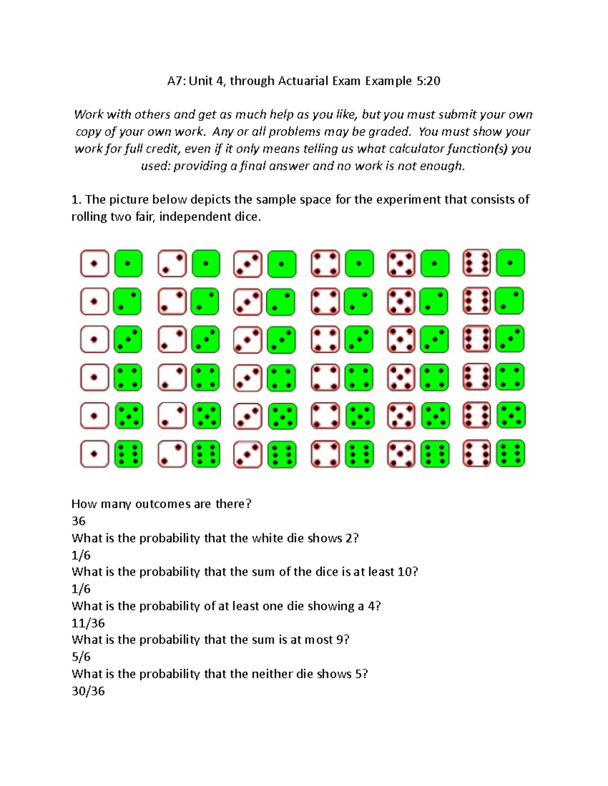 Assignment 7 - Instructor is Mr. Jones - A7: Unit 4, through Actuarial ...