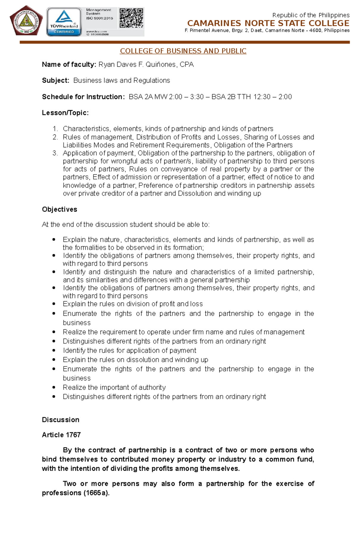 Business LAWS AND Regulation NO Name Of Faculty Ryan Daves F business-laws-and-regulation-no-name-of-faculty-ryan-daves-f