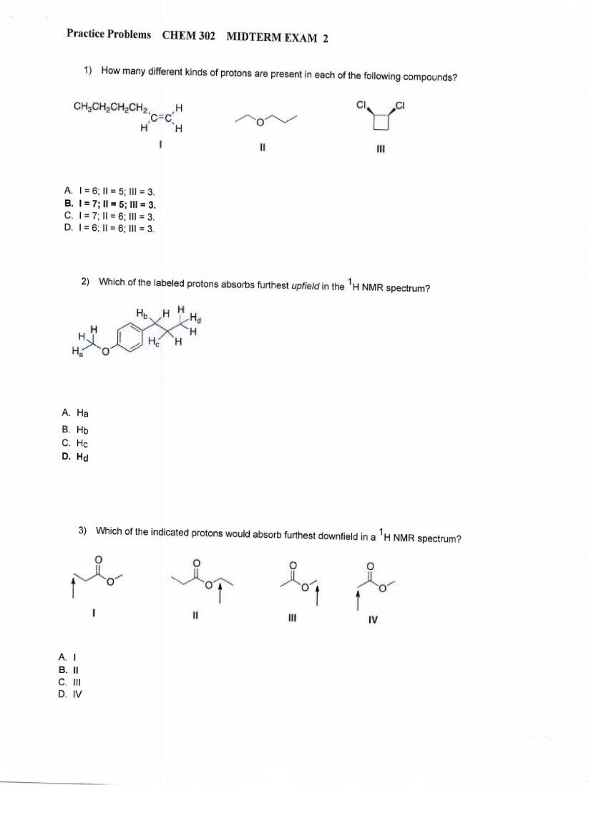 Practice problems CHEM 302 310 test 2 Spring 2023 - CHEM 302L - Studocu