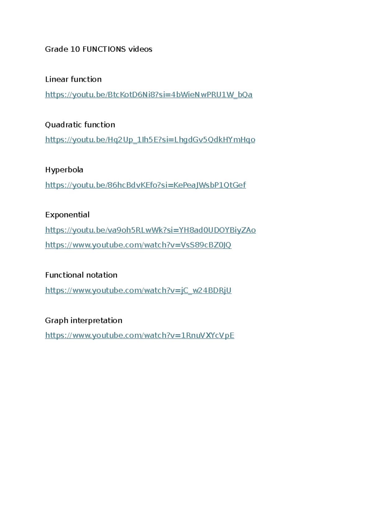 Functions videos for studying - Grade 10 FUNCTIONS videos Linear ...